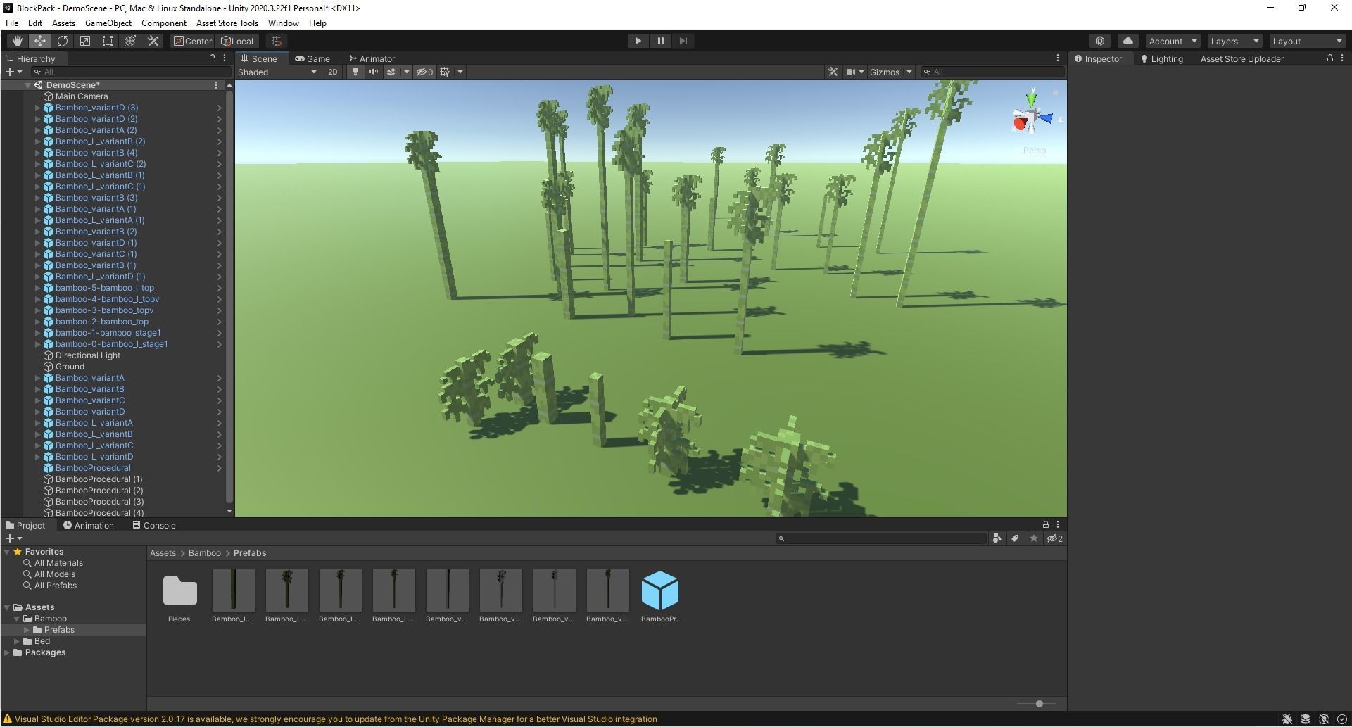 3D model Block Pack Bamboo - block styled voxel bamboo VR / AR / low ...