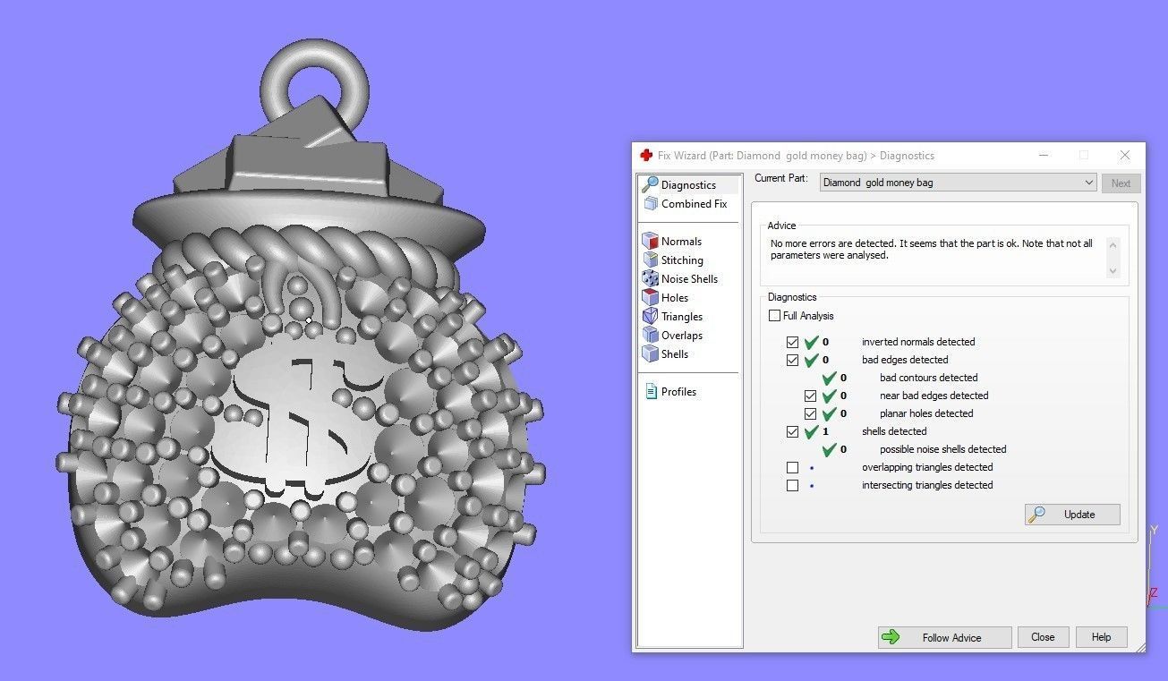 Diamond gold money bag 3D model 3D printable | CGTrader