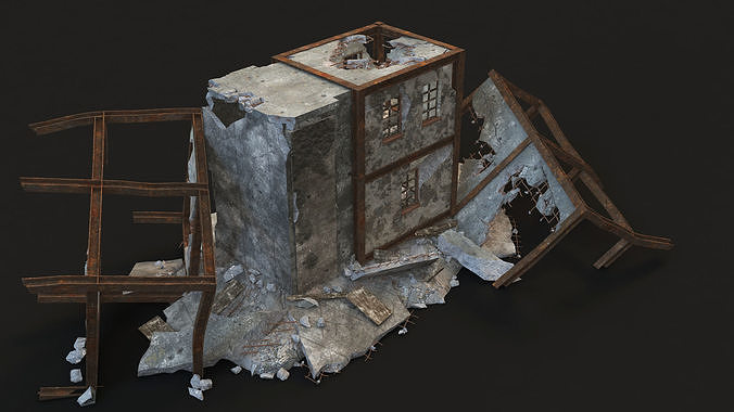 3D model destroyed building VR / AR / low-poly | CGTrader