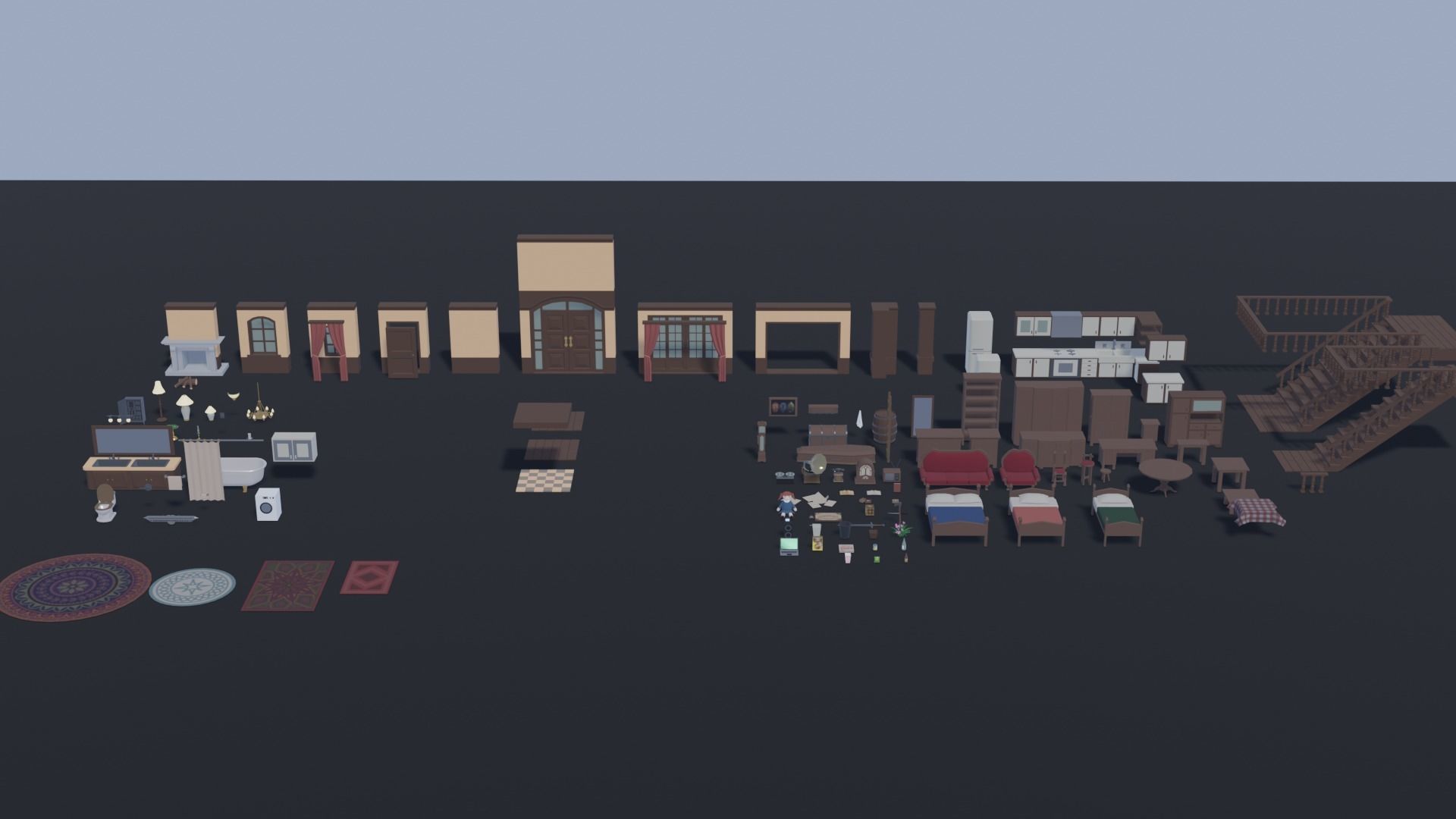 3D model Asset Pack Low Poly Horror House 3D model VR / AR / low-poly ...