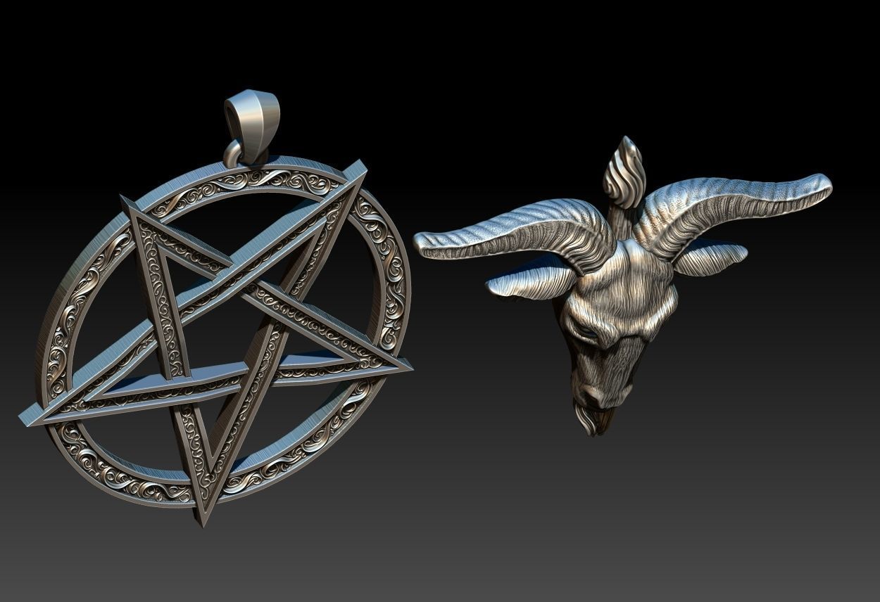 Baphomet Goat Pentagram Pendant 3D model 3D printable | CGTrader