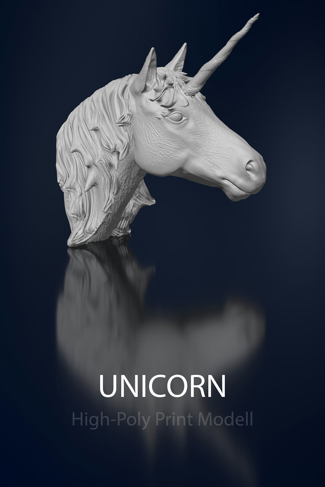 unicorn complete High-Polygon-High-Polygon STL-print-file 3D model 3D ...