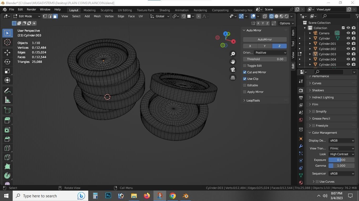3D model 3D LOW POLY PLAIN GOLD COINS VR / AR / low-poly | CGTrader