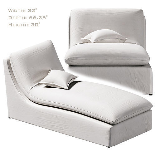 TURN CHAISE LOUNGE BLOCE CREAM 3D model | CGTrader