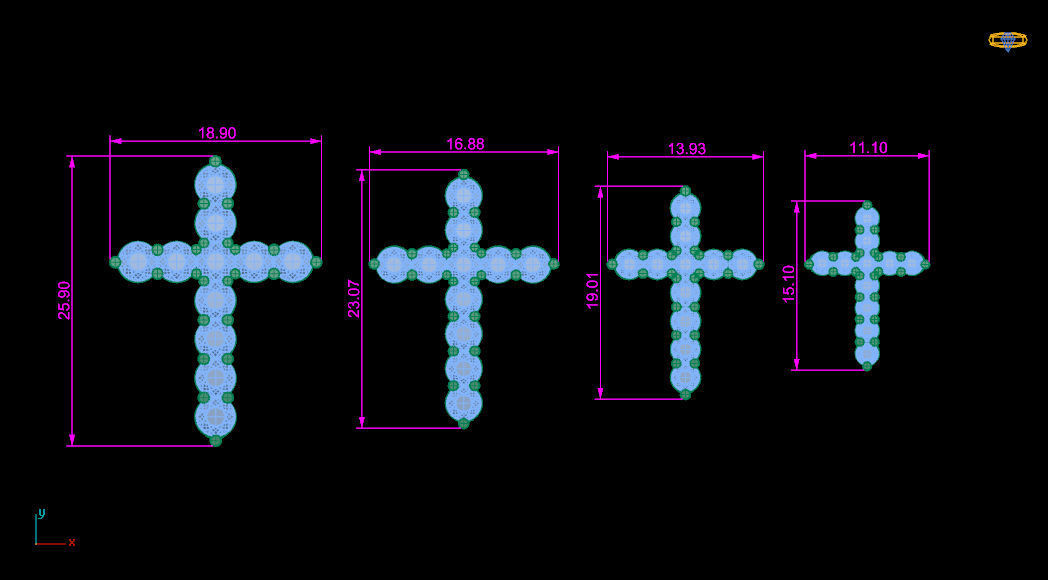 Tiff crosses 4 sizes 3D model 3D printable | CGTrader