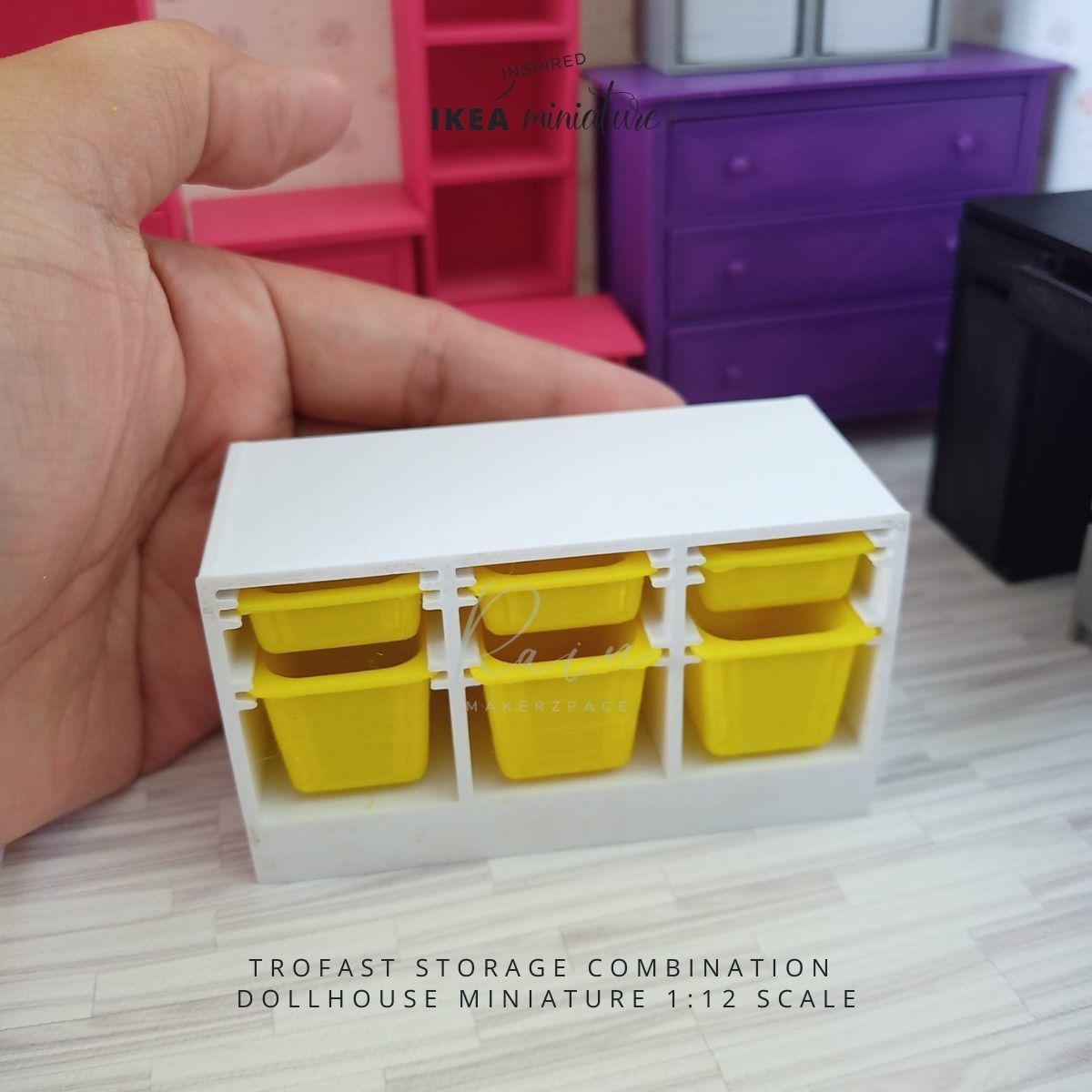 MINIATURE IKEA INSPIRED TROFAST STORAGE BOX FOR 1 12 DOLLHOUSE 3D model ...