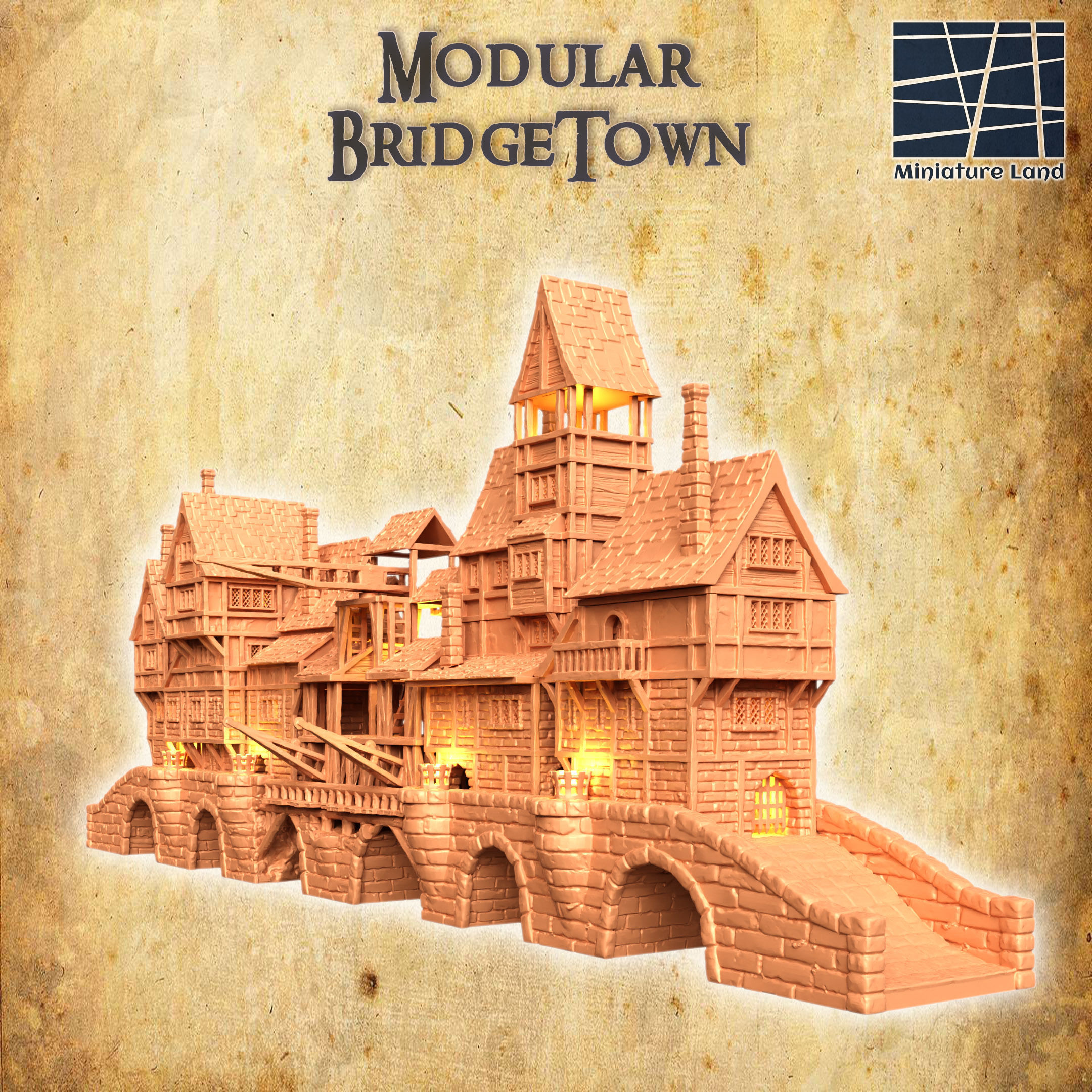 Modular BridgeTown Tabletop Terrain 28 MM 3D model 3D printable | CGTrader