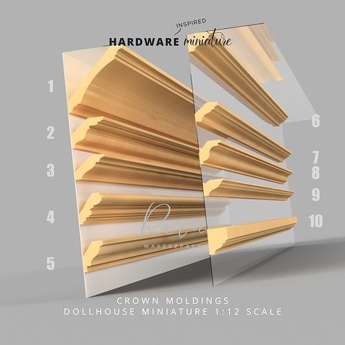 MINIATURE CROWN MOLDINGS FOR DOLLHOUSE - 10 DESIGNS 3D model 3D ...