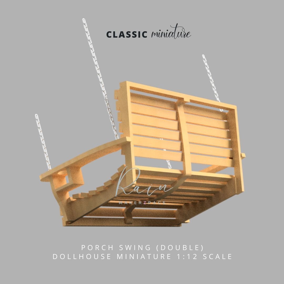 PORCH SWING SINGLE AND DOUBLE MINIATURE FURNITURE FOR DOLLHOUSE 3D ...