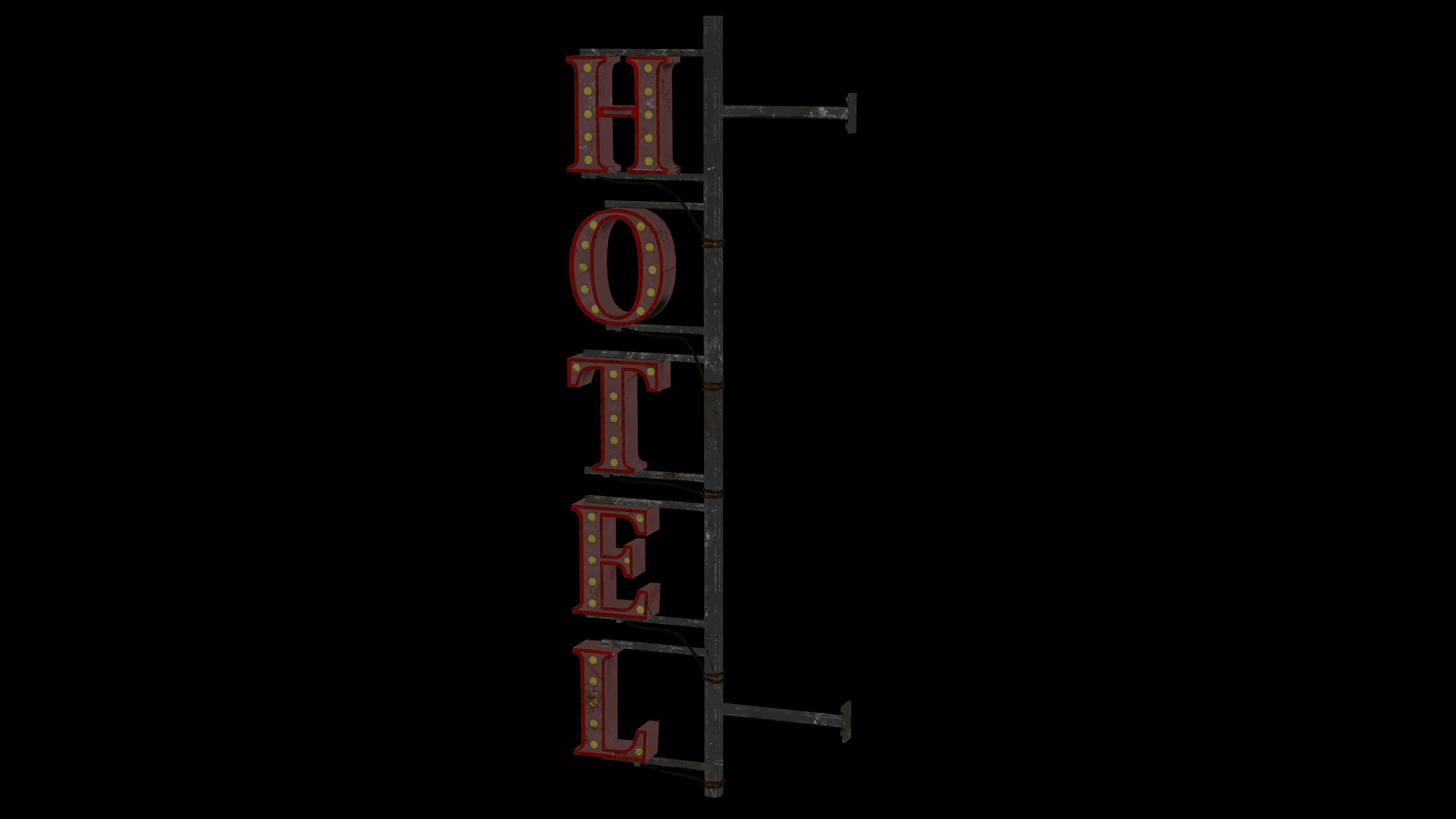 3D model Hotel Sign - Game ready props VR / AR / low-poly | CGTrader