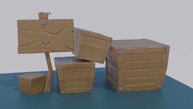 Board and boxes for cartoon animation or game 3D model | CGTrader