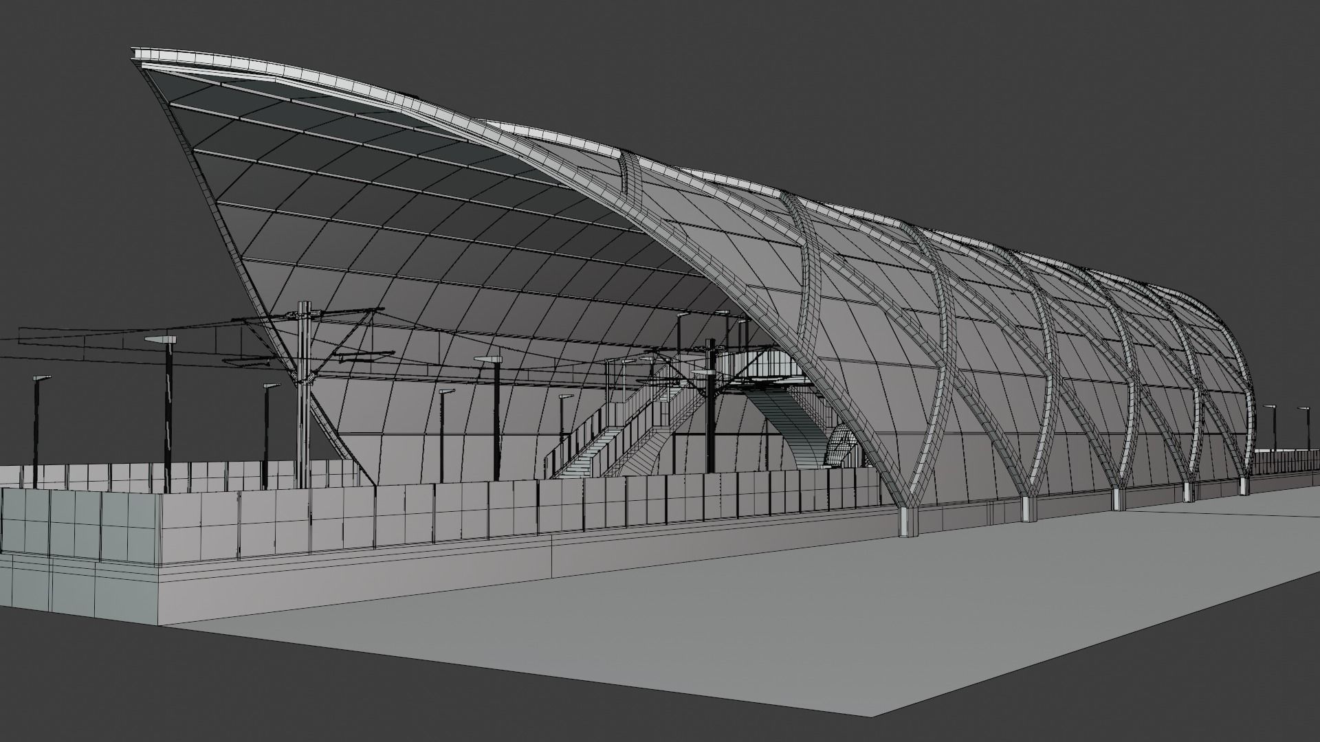 Railway station with train II 3D model | CGTrader