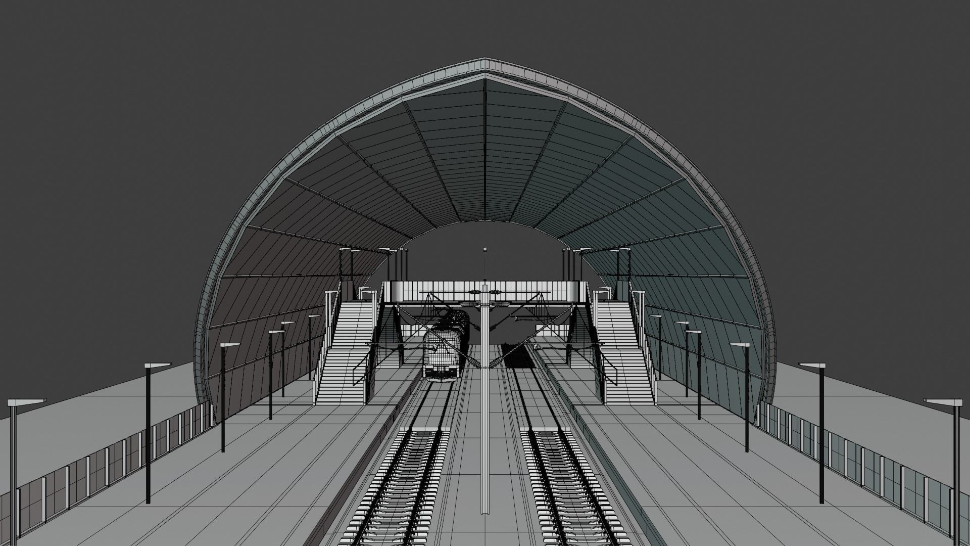 Railway station with train II 3D model | CGTrader