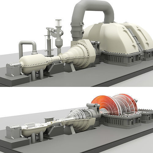 Steam Turbine Generator - Full Detailed 3D model | CGTrader