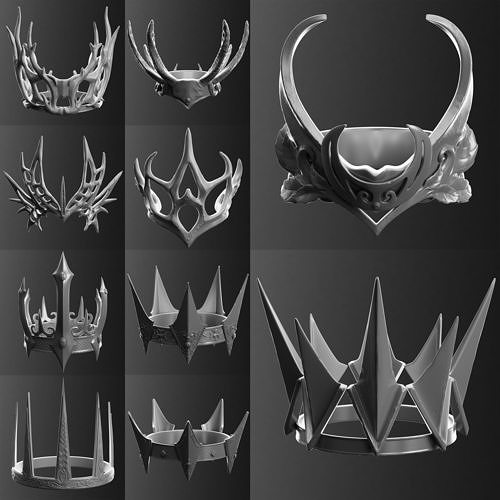 Realistic Crowns set ornate ring 3D model | CGTrader