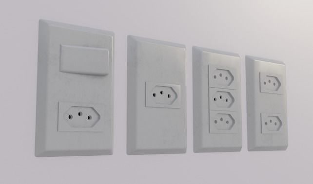3D model 3D Sockets 4-Pack VR / AR / low-poly | CGTrader