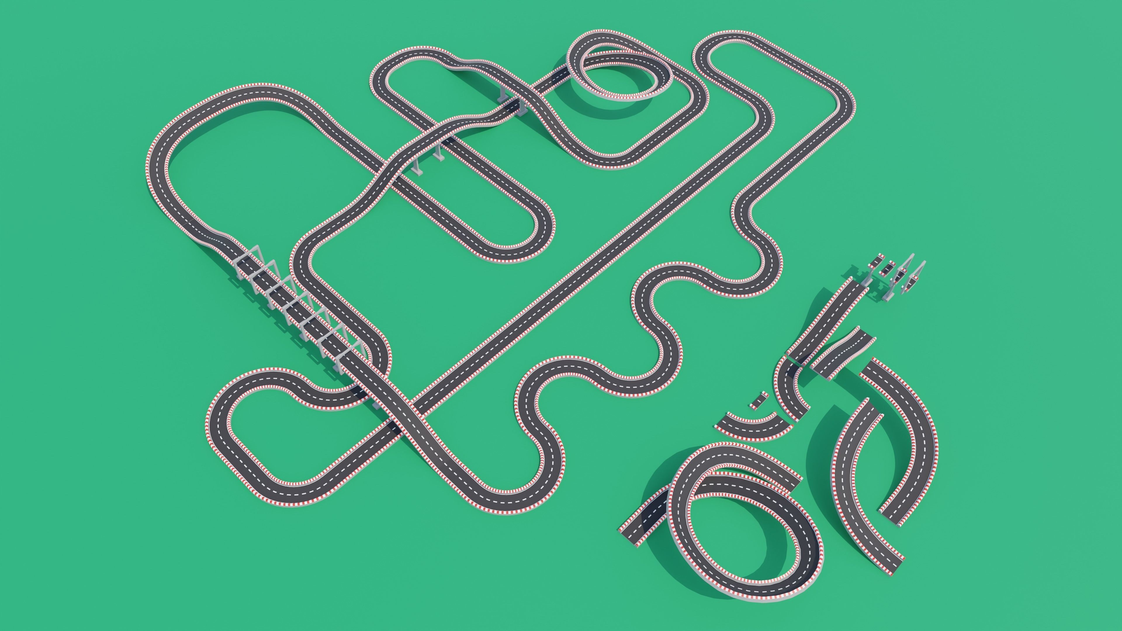 3D model Racing Track Kit for Games - Game Asset VR / AR / low-poly ...