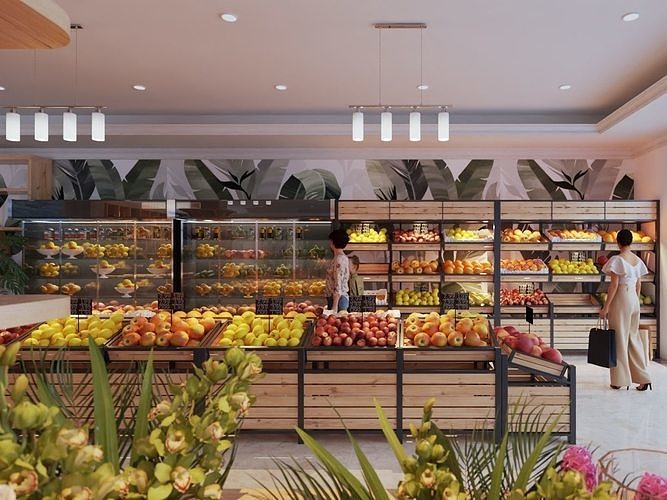 Interior - fruits shop 3D model | CGTrader