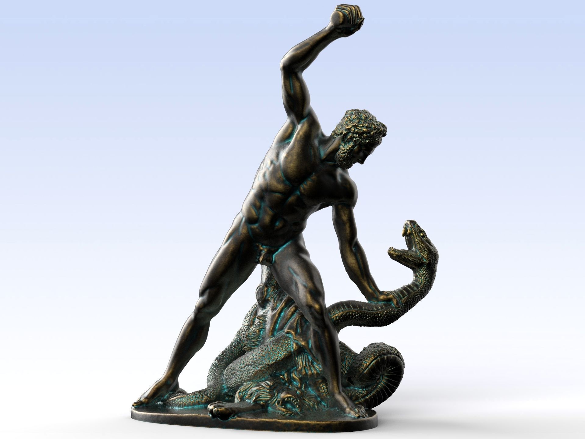 Louvre Hercules fighting Achelous adapted to 3D printing 3D model 3D ...