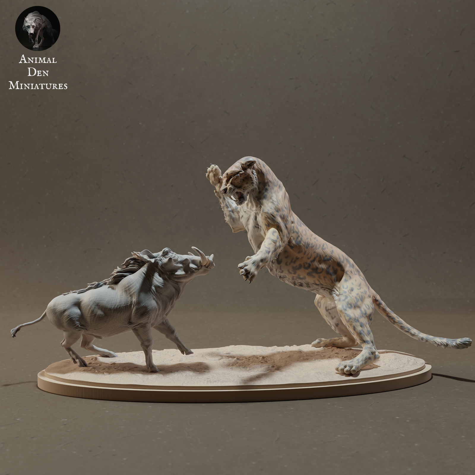 Leopard Hunting Common Warthog 3D model 3D printable | CGTrader
