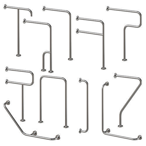 Handrail set of stainless steel railings 3D model | CGTrader