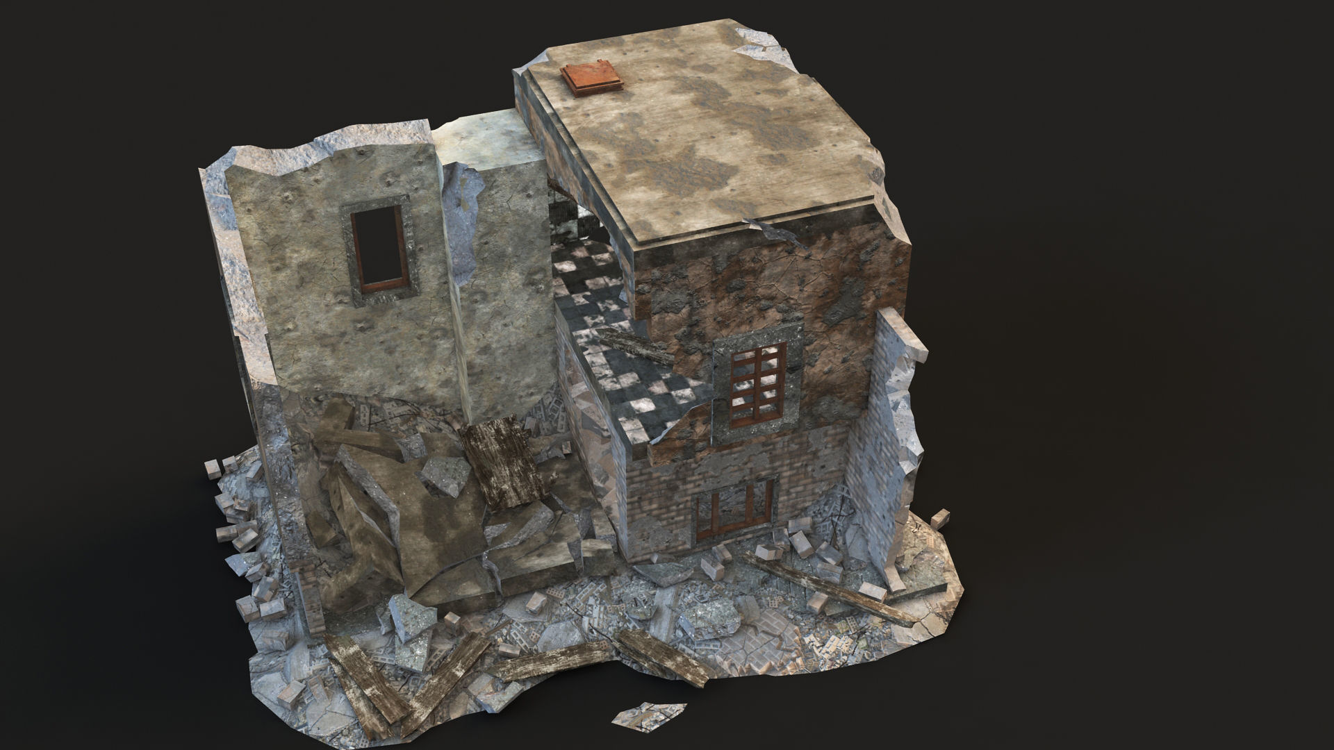 3D model DESTROYED BUILDING 04 VR / AR / low-poly | CGTrader