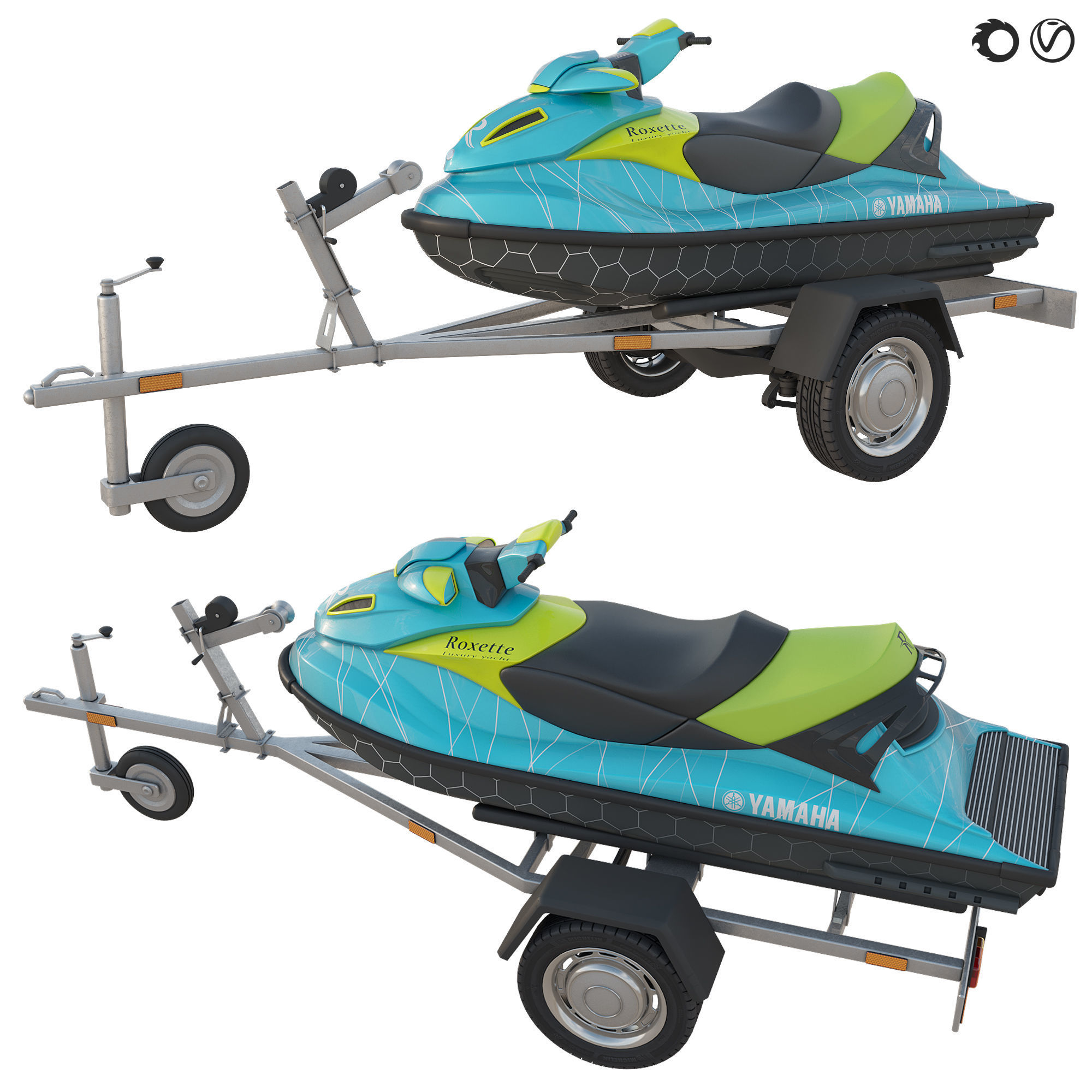 jet ski and trailer 3D model | CGTrader