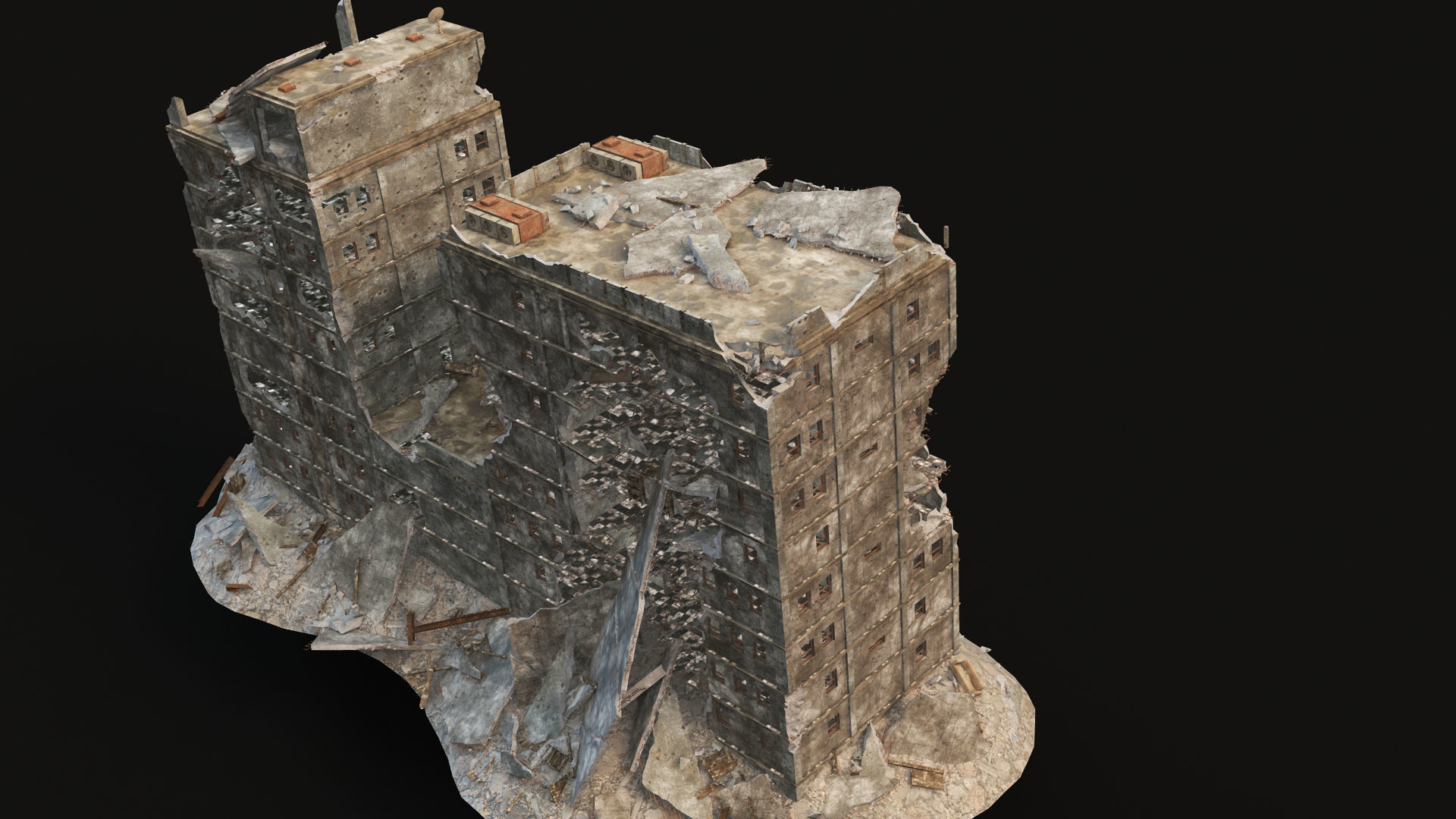 3D model DESTROYED BUILDING 8 VR / AR / low-poly | CGTrader