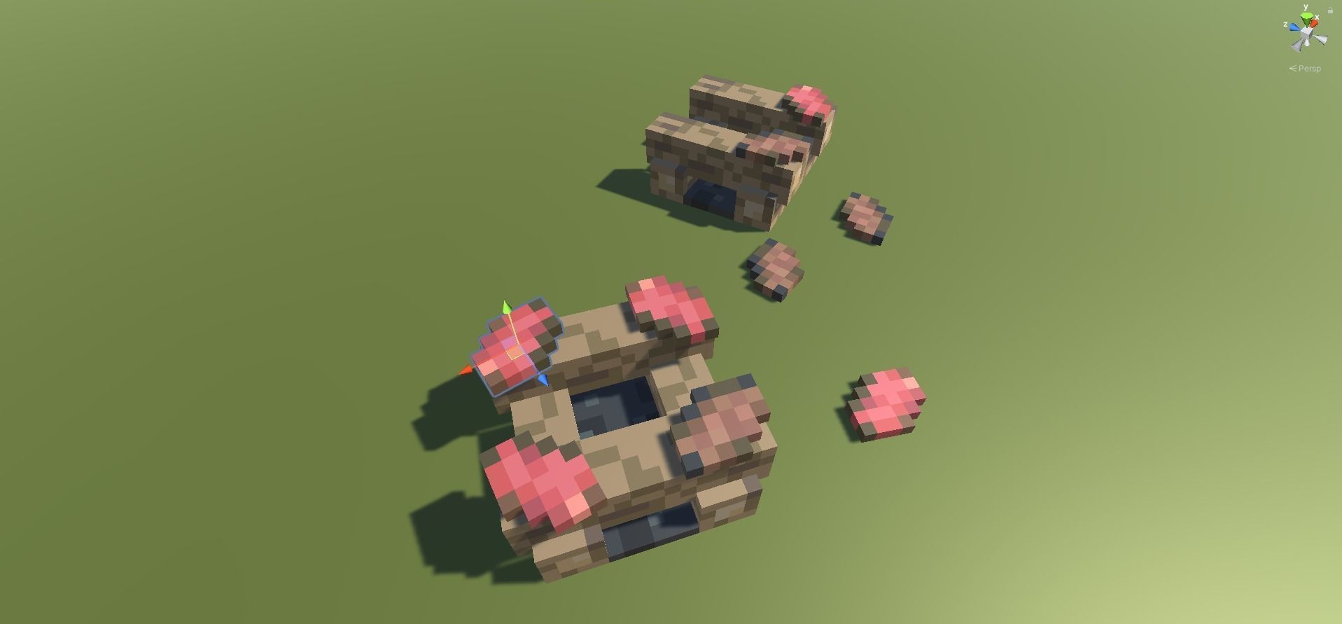 3D model Block Pack Campfire - block styled voxel campfire VR / AR ...