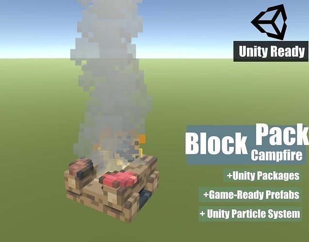 3D model Block Pack Campfire - block styled voxel campfire VR / AR ...