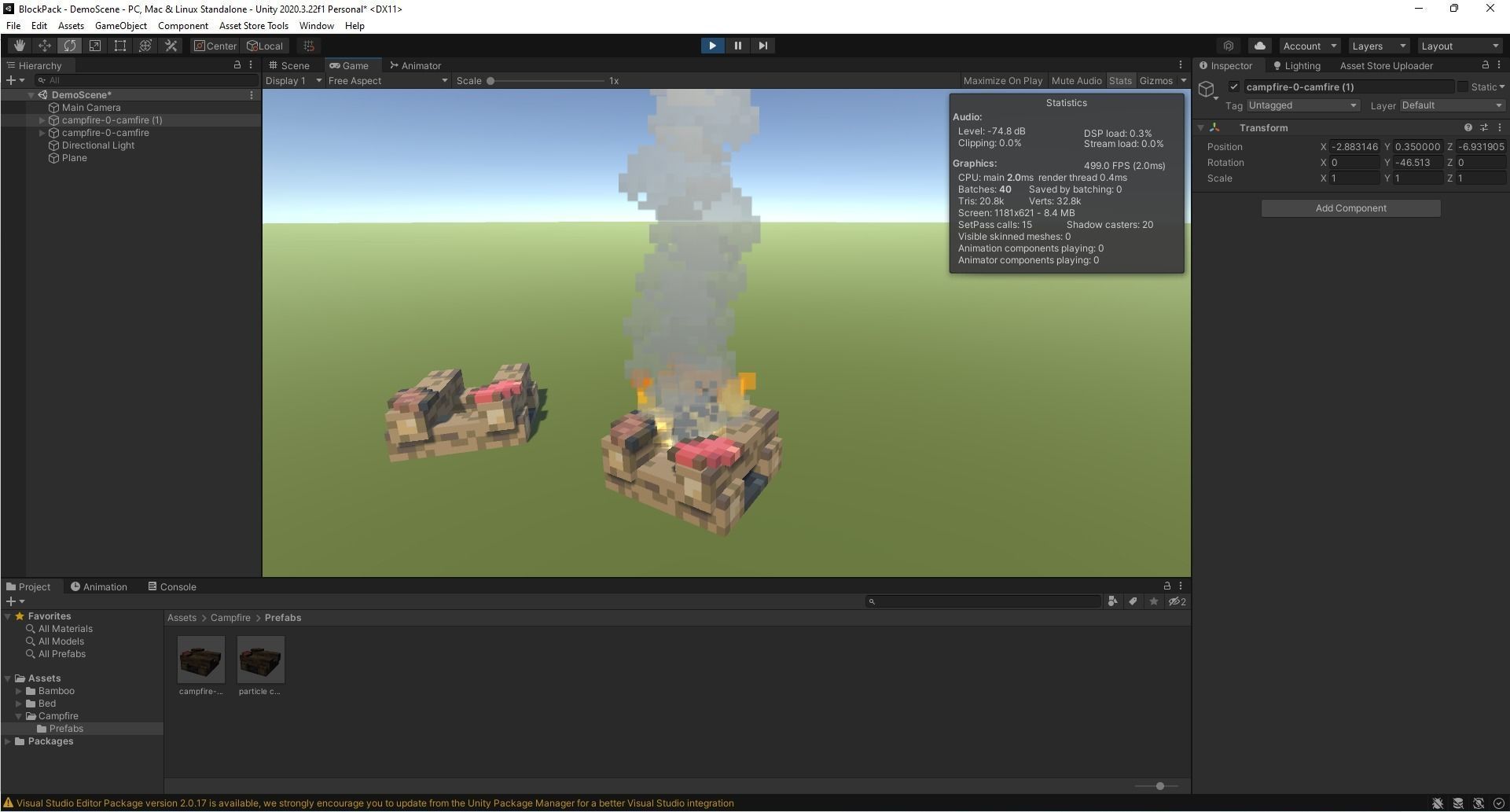 3D model Block Pack Campfire - block styled voxel campfire VR / AR / low-poly | CGTrader