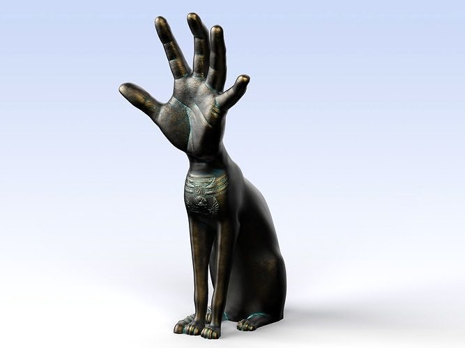 Sitting cat with a human hand instead of a head 3D model 3D printable ...