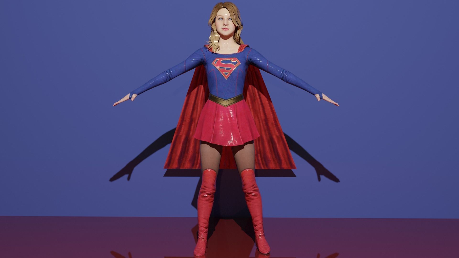 Supergirl woman in outfit 3D model rigged | CGTrader