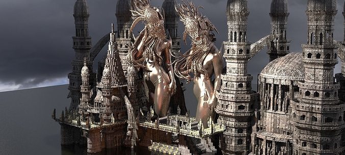 Jinn Temple Dark Temple walkways city 3D model | CGTrader