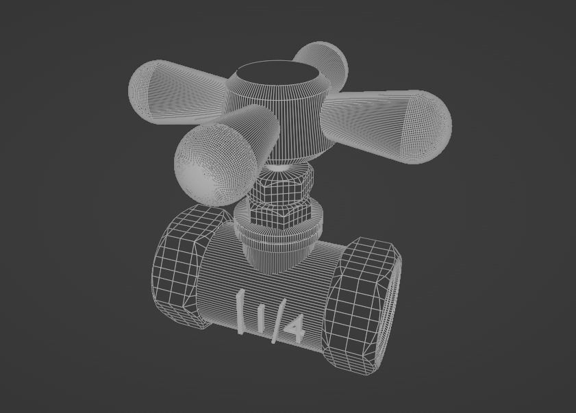 Valogin 1 by 4 Turn Copper Lever Valve 3D model | CGTrader