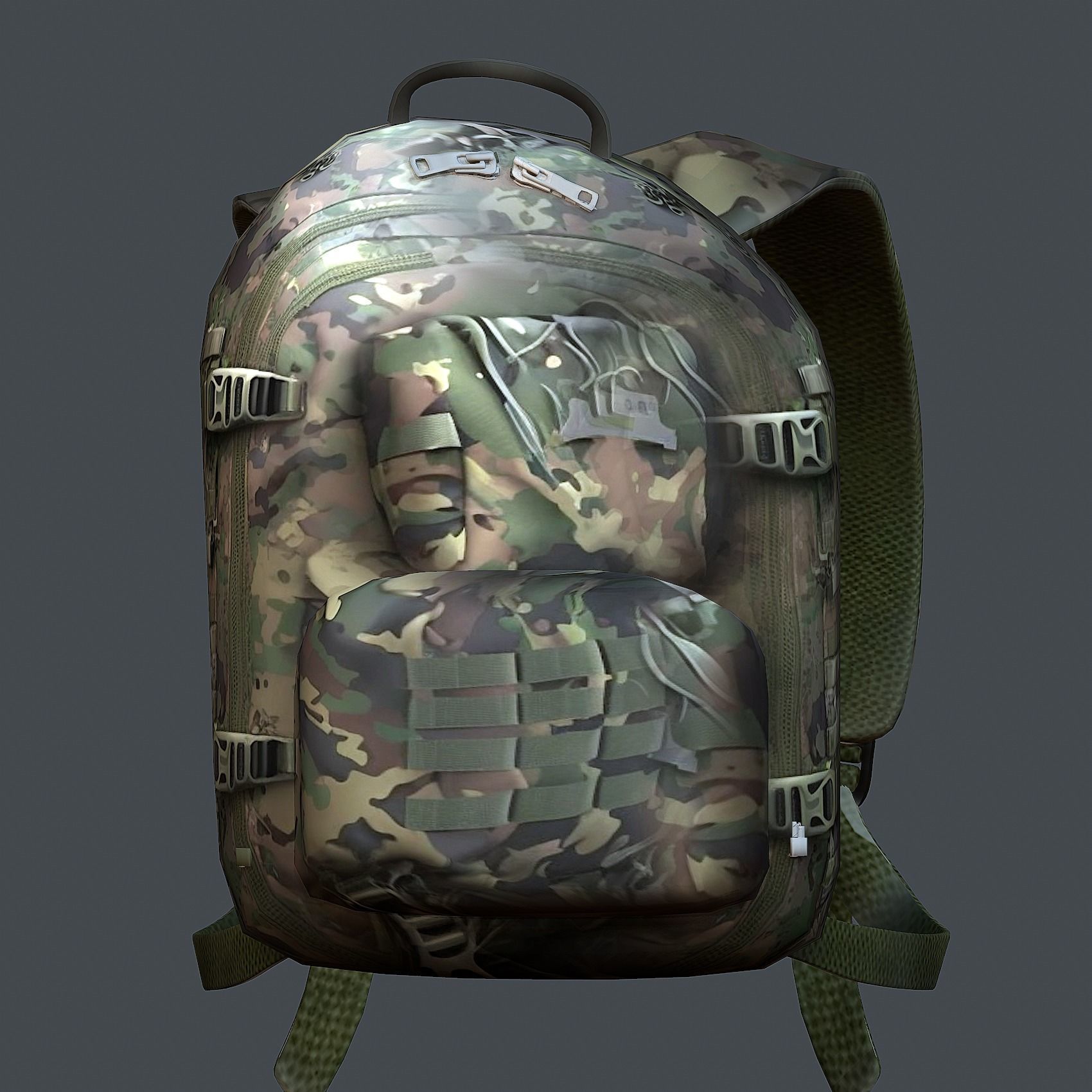 3D model Backpack military combat Black baggage bag luggage VR / AR ...