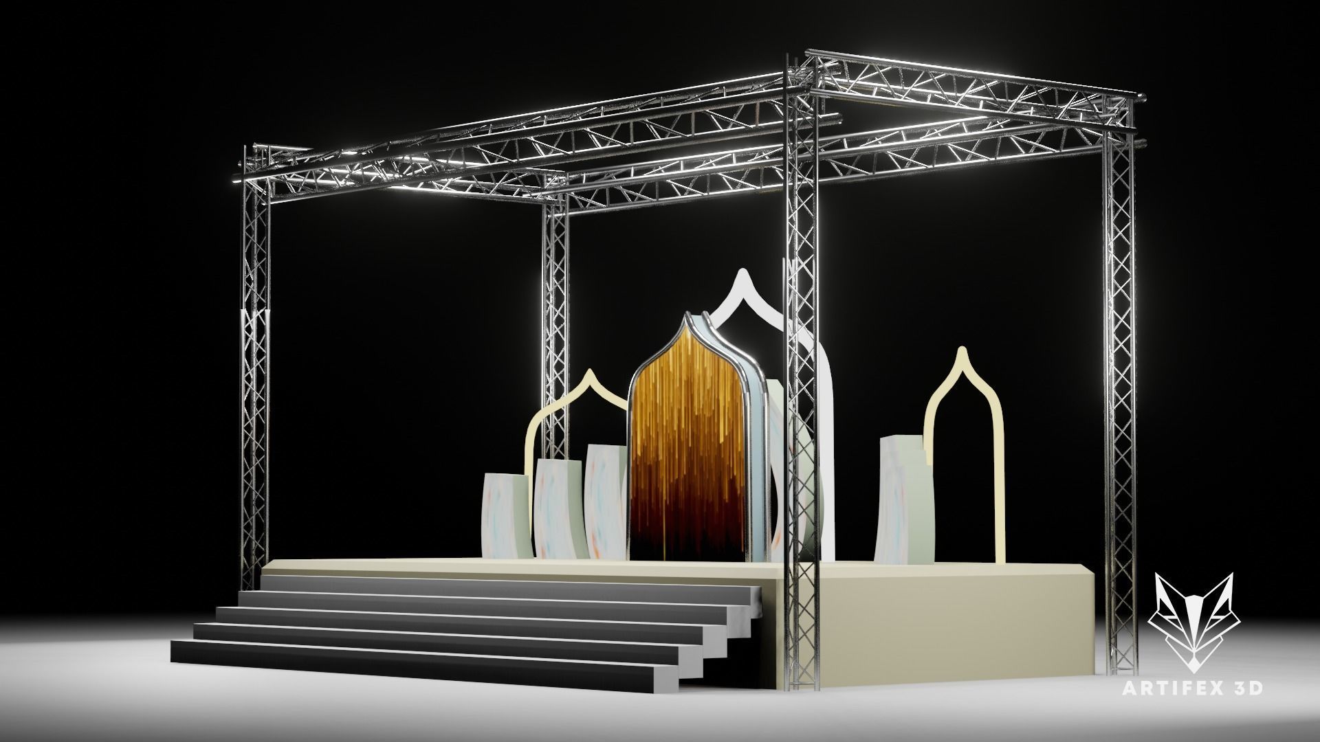 3D model Islamic Event Stage 3D Model with Lighting VR / AR / low-poly ...