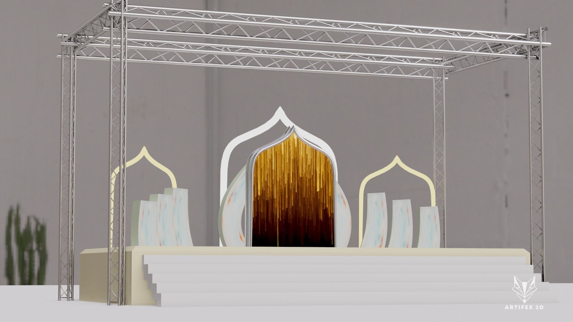 3D model Islamic Event Stage 3D Model with Lighting VR / AR / low-poly ...