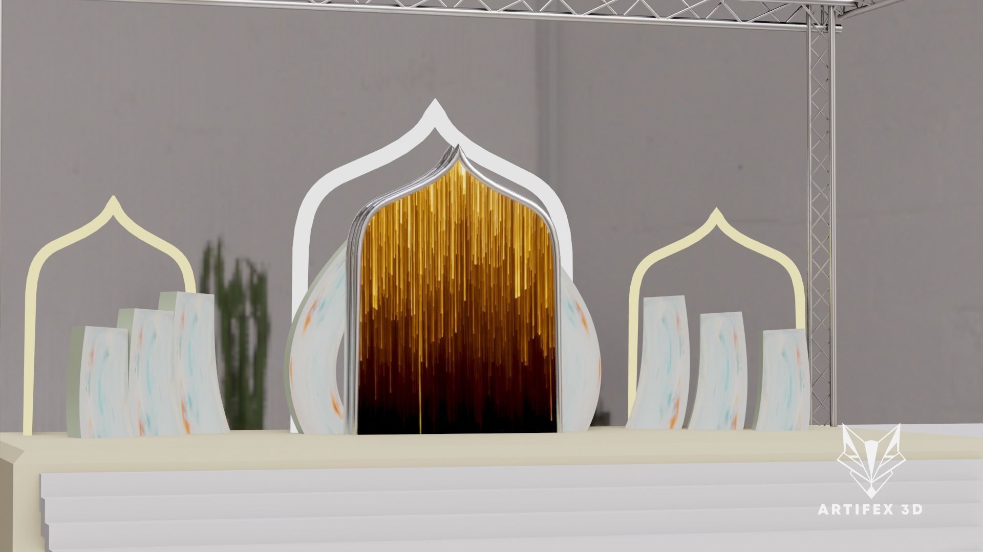 3D model Islamic Event Stage 3D Model with Lighting VR / AR / low-poly ...