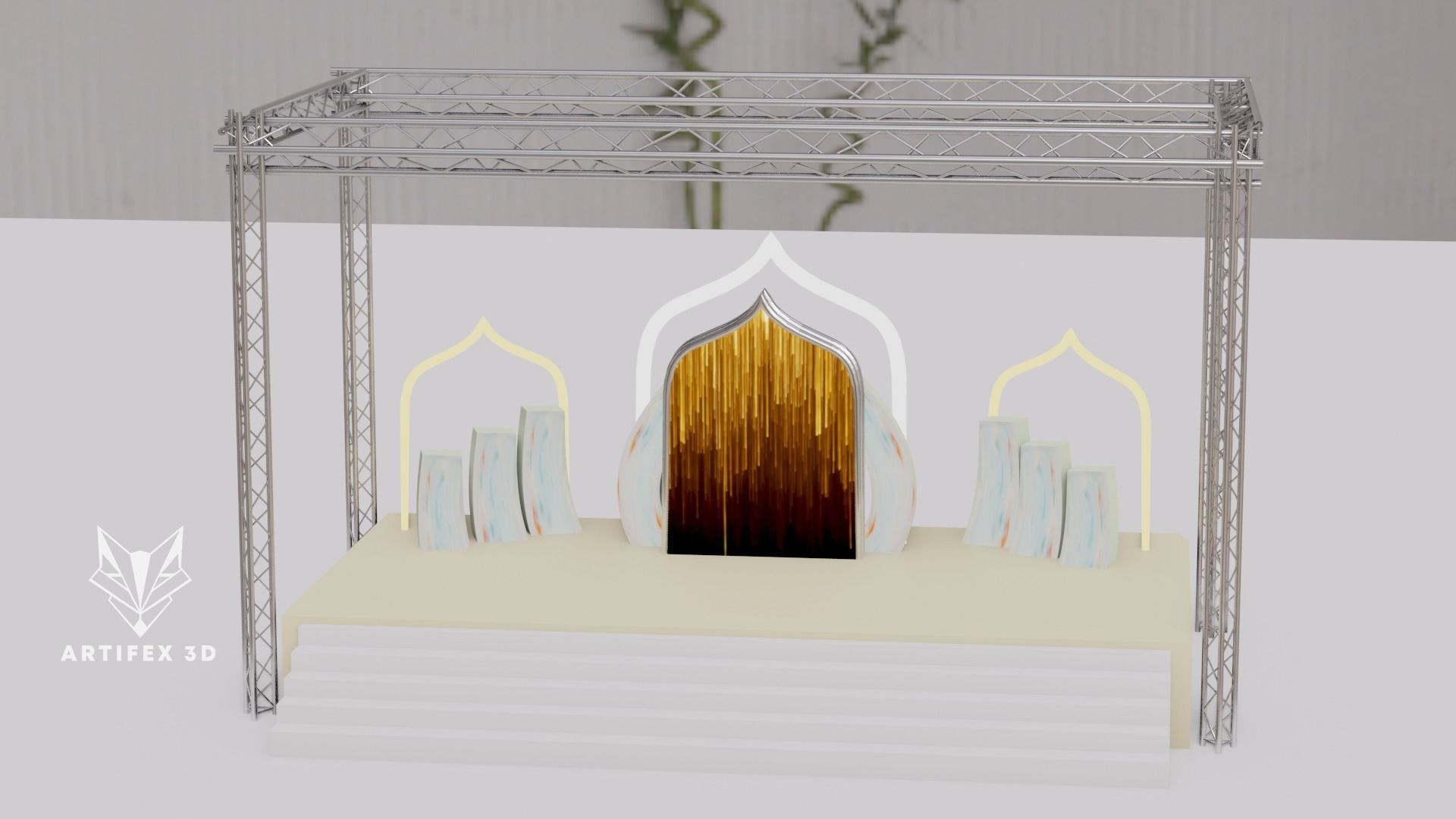 3D model Islamic Event Stage 3D Model with Lighting VR / AR / low-poly ...