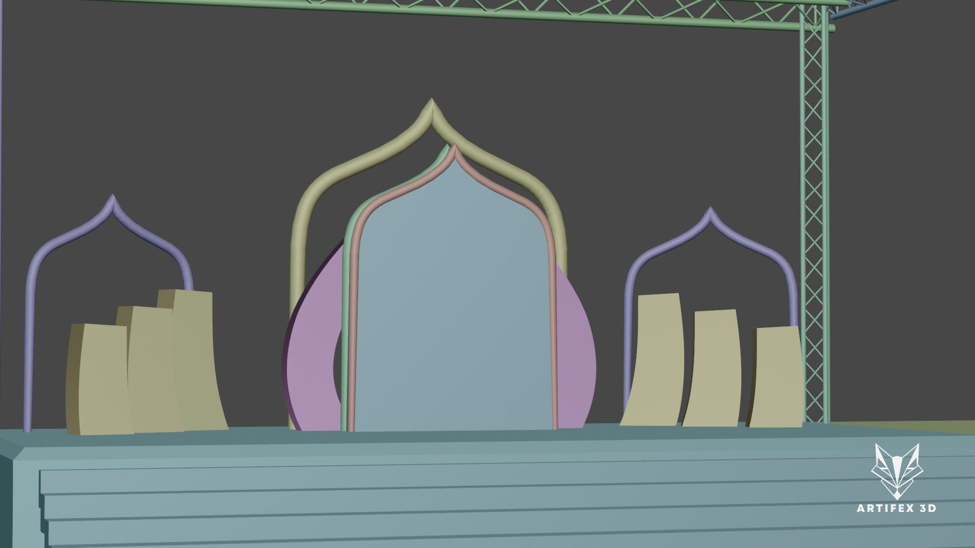3D model Islamic Event Stage 3D Model with Lighting VR / AR / low-poly ...