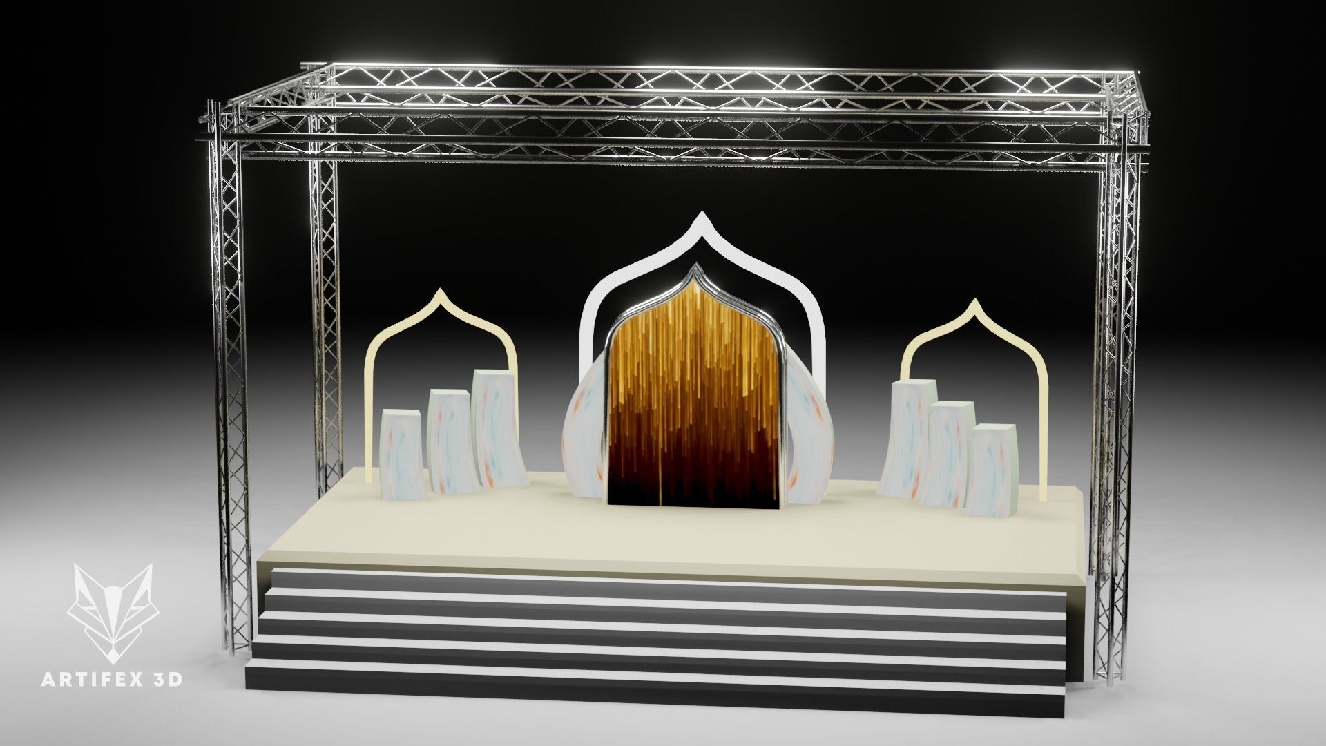 3D model Islamic Event Stage 3D Model with Lighting VR / AR / low-poly ...
