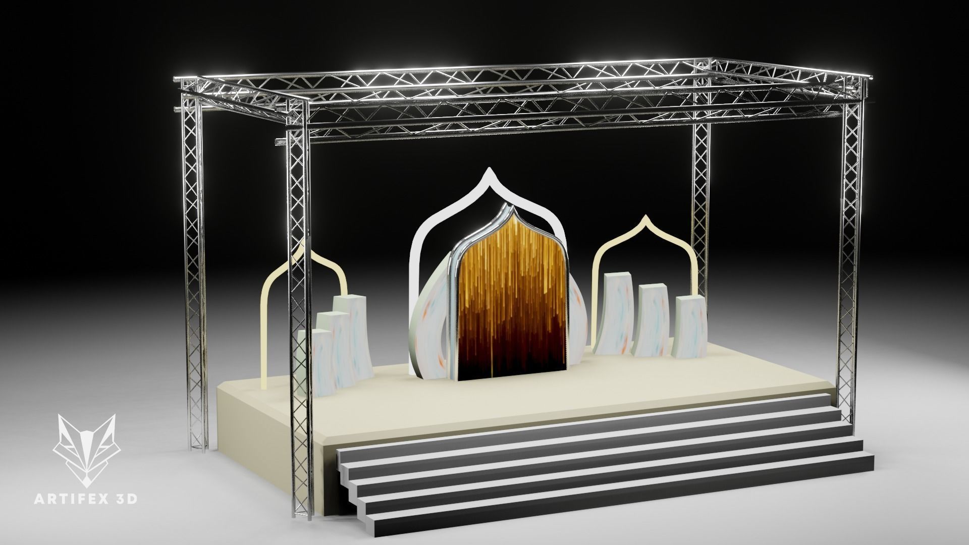 3D model Islamic Event Stage 3D Model with Lighting VR / AR / low-poly ...