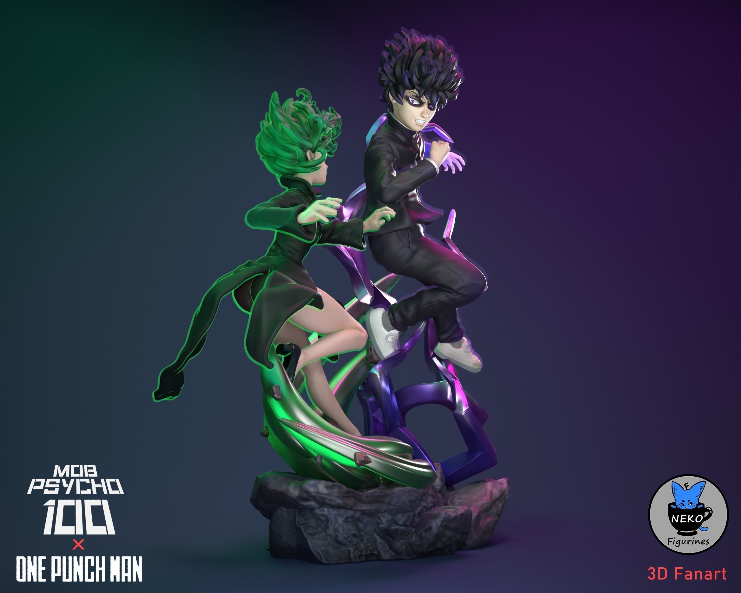 Tatsumaki vs Mob - OPM X MOBPSYCHO 100 FIGURINE STL 3D model 3D ...