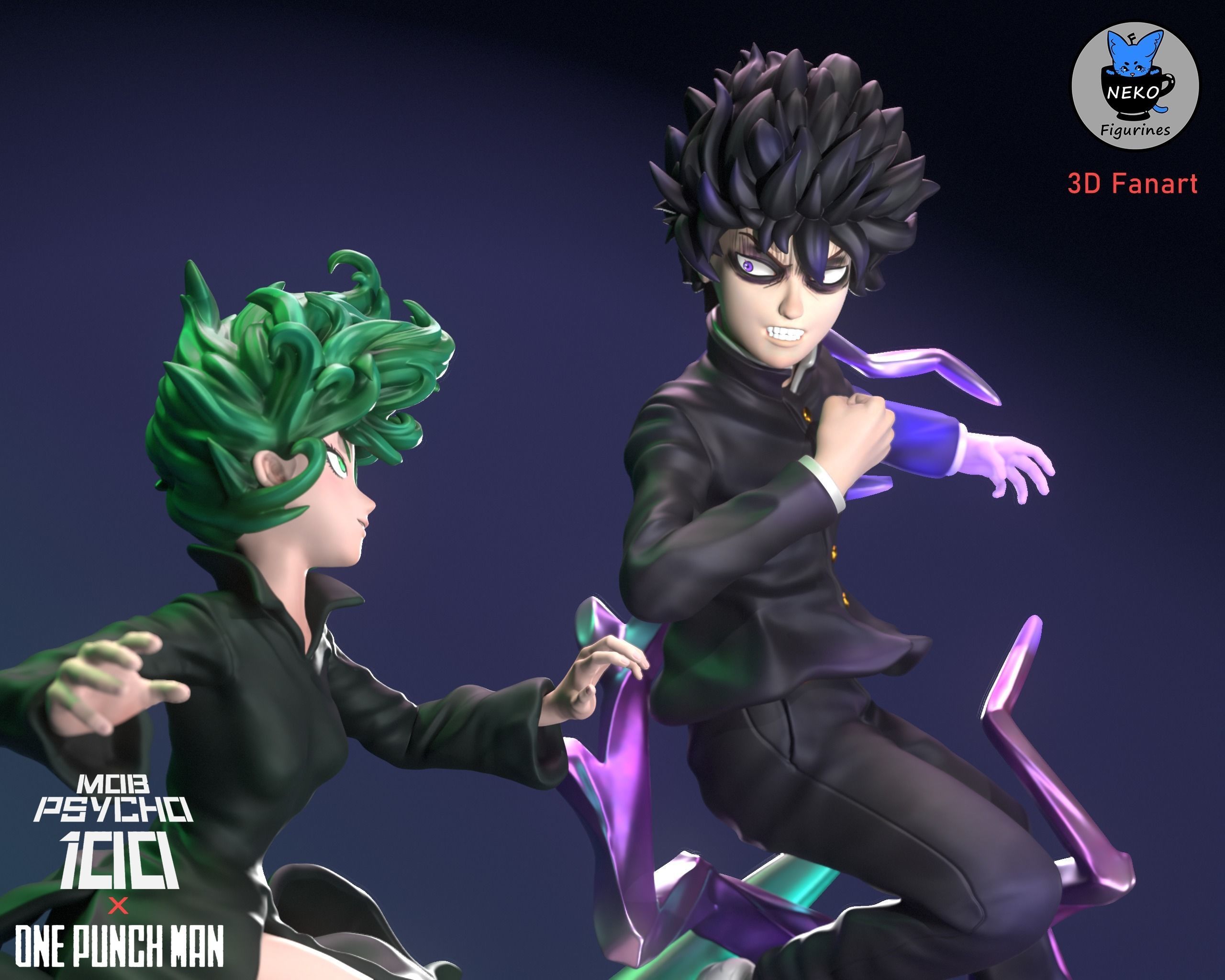 Tatsumaki vs Mob - OPM X MOBPSYCHO 100 FIGURINE STL 3D model 3D printable | CGTrader