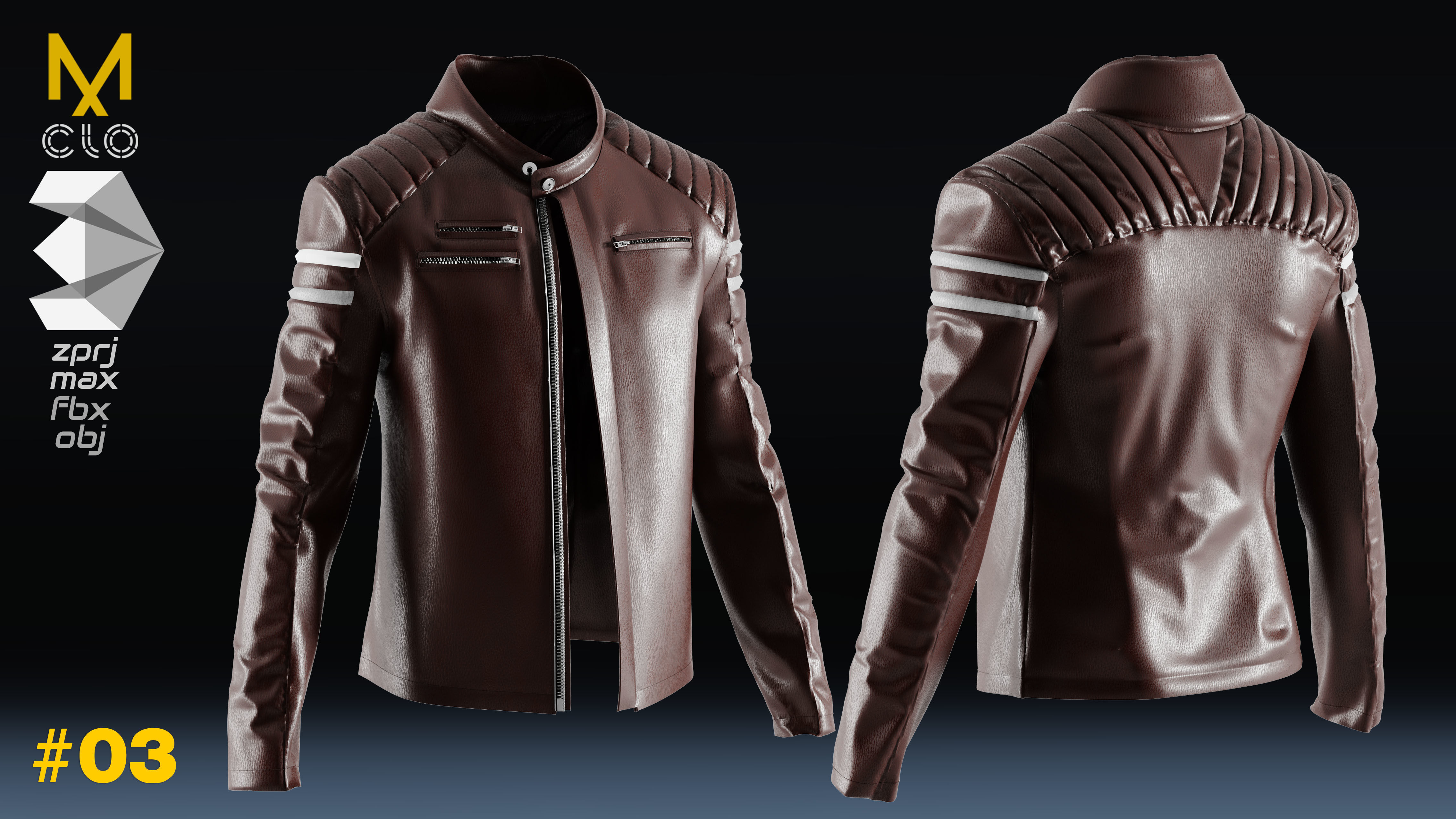5 Male Motorcycle Jackets 3D model | CGTrader