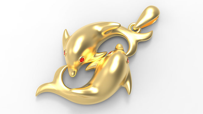 Diamond Dolphin Pendant detail printed 3d model rendering 3D model 3D ...