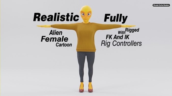 Beautiful Alien Female Cartoon 3D model rigged | CGTrader