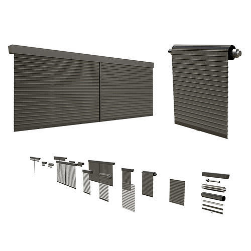3D model Roll Up Door Gate Store with SetBuild Options VR / AR / low ...