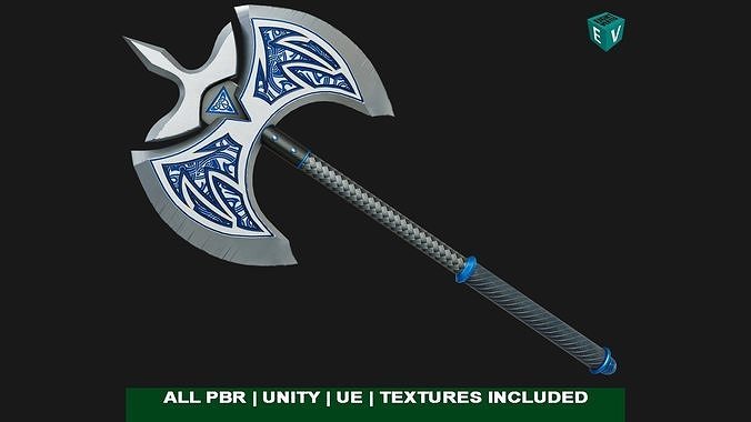 3D model Battle Axe 04 All PBR Unity UE Textures Included VR / AR / low ...